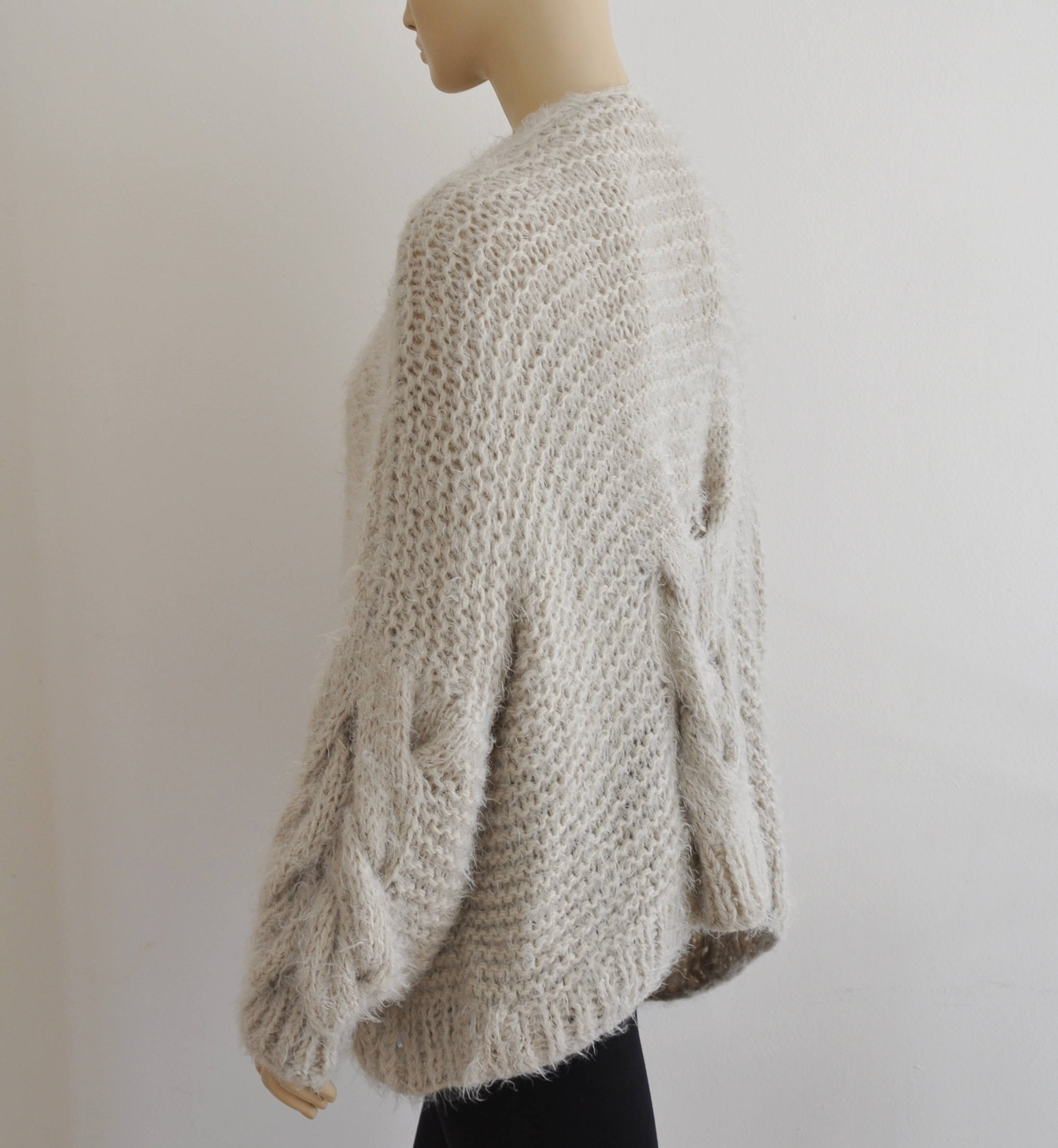 Beige Oversized Cardigan Chunky Cable Knit Jacket Hand Knitted - Etsy