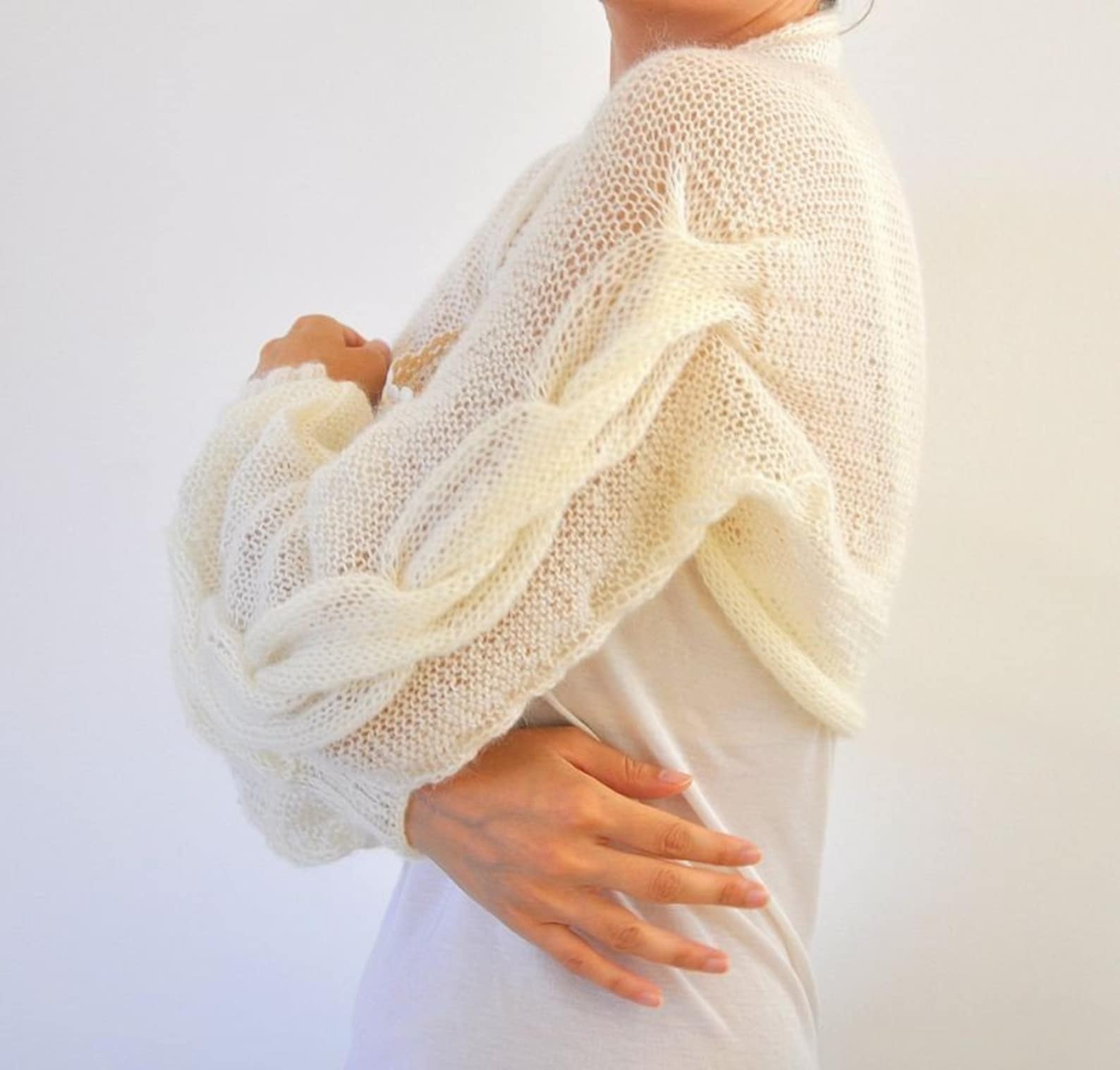 Shrug Bolero Bridal Shrug Long Sleeved Ivory Cream Bridal Accessories ...