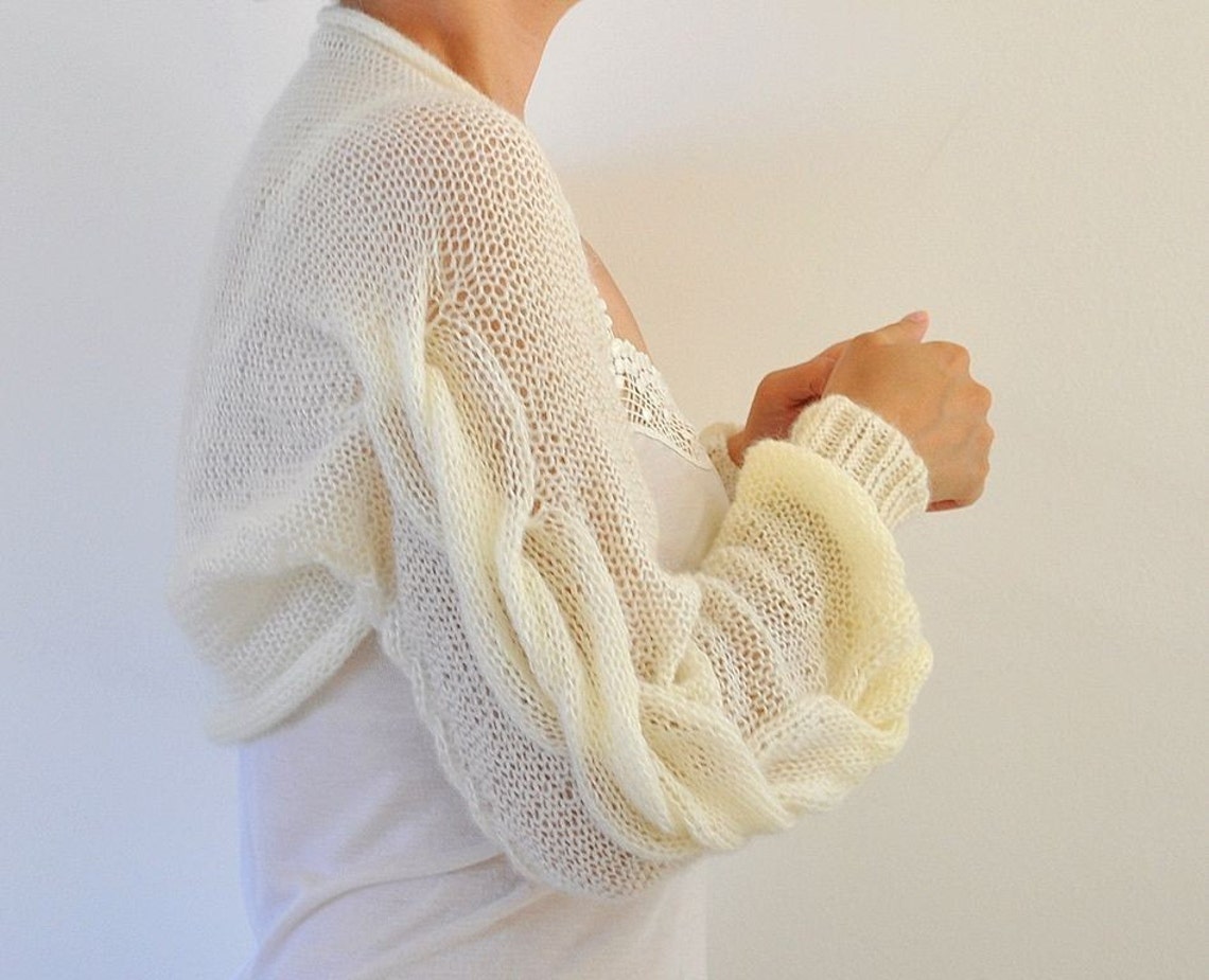 Shrug Bolero Bridal Shrug Long Sleeved Ivory Cream Bridal Accessories ...