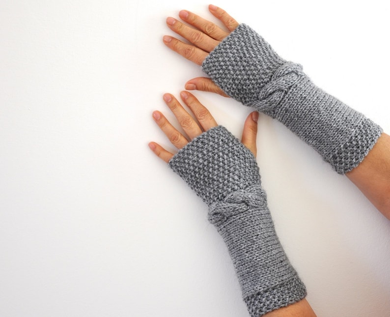 Gray Fingerless Gloves Armwarmers Hand Knit Fashion Warm Cozy - Etsy