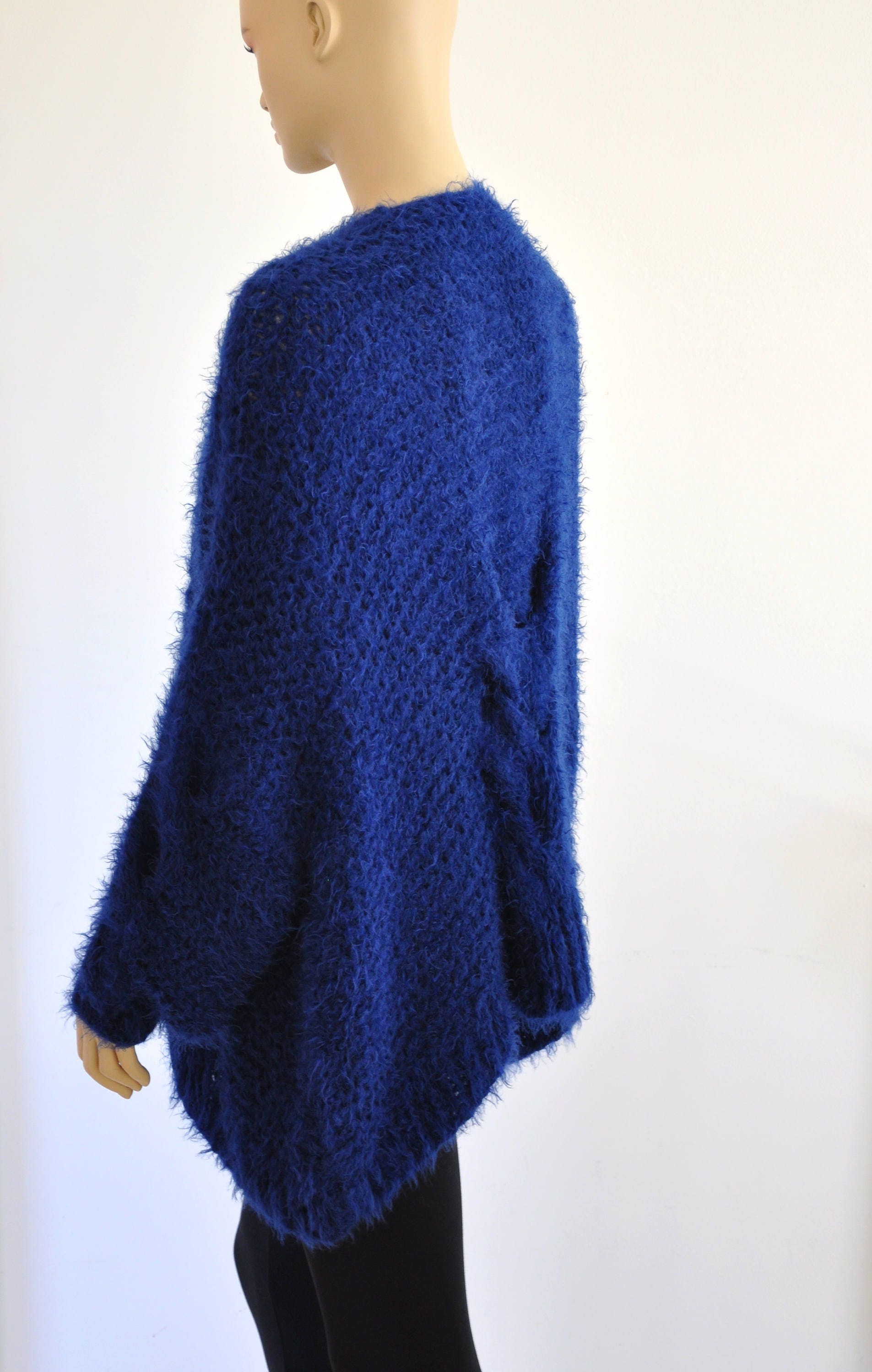Blue Oversized Knit Cardigan, Oversized Knitted Coat, Chunky Cable Knit ...