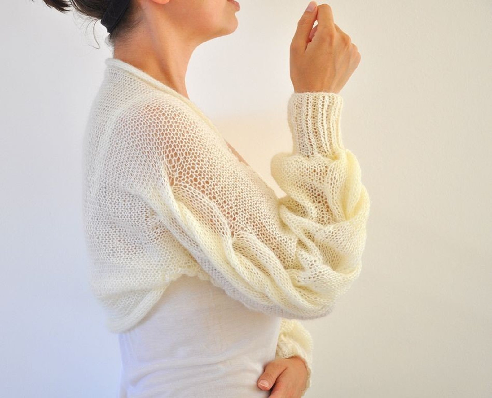 Shrug Bolero Bridal Shrug Long Sleeved Ivory Cream Bridal Accessories ...