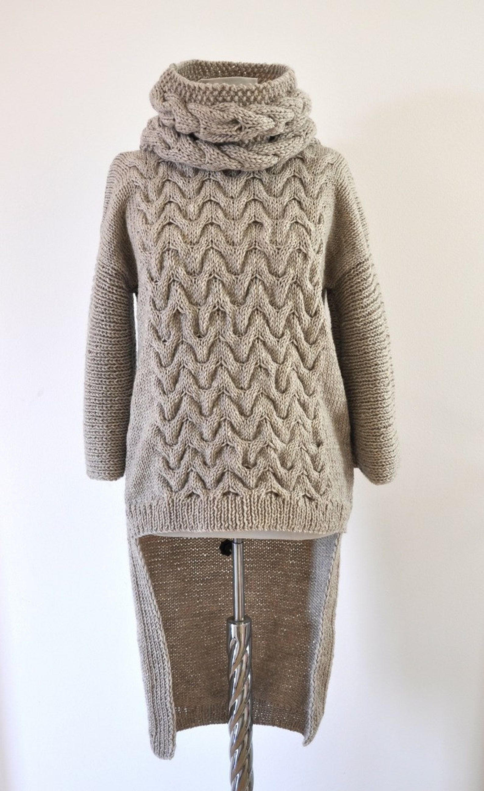 Sweater Cardigan Cowl Sweater Jacket Coat Tunic Sweater Set Chunky Hand ...