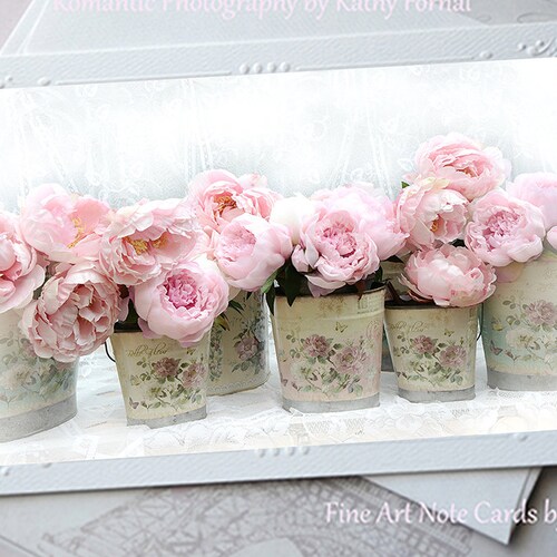 Peony Flower Note Cards Shabby Chic Peonies Pink Peonies - Etsy