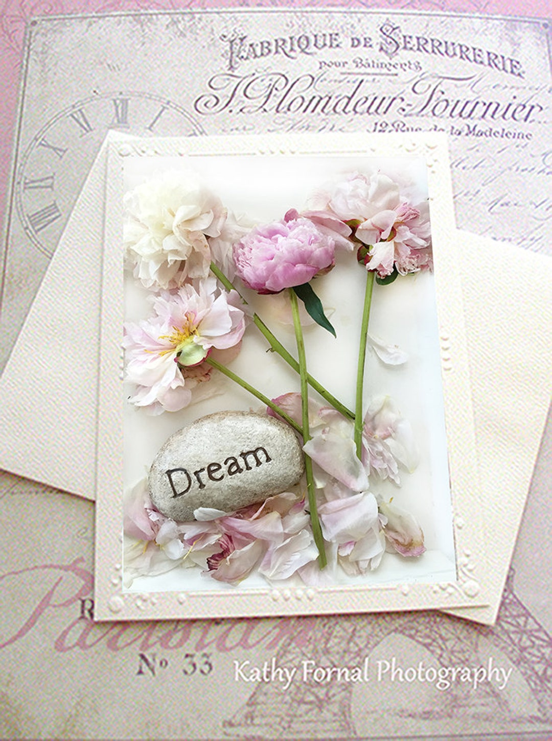 Peony Botanical Note Cards, Shabby Chic Note Cards, Peony Flowers Note ...