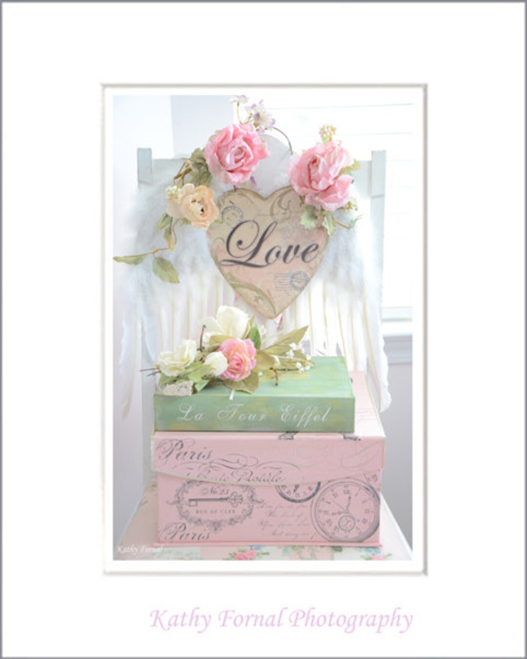 Shabby Chic Prints, Roses Print, Love Heart Roses Print, Pink Roses ...