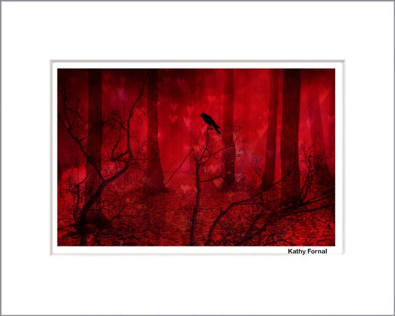 Gothic Red Nature Raven Print Gothic Raven Print Red - Etsy.de