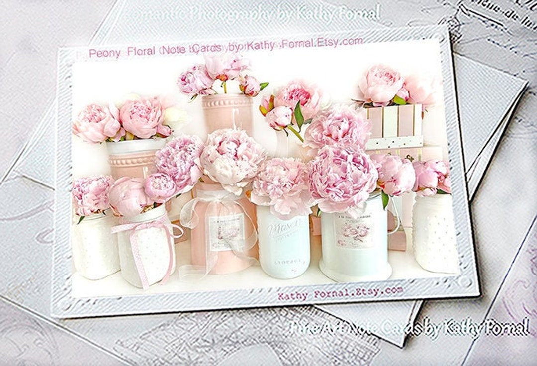 Peony Flower Note Cards Shabby Chic Peonies Pink Peonies - Etsy