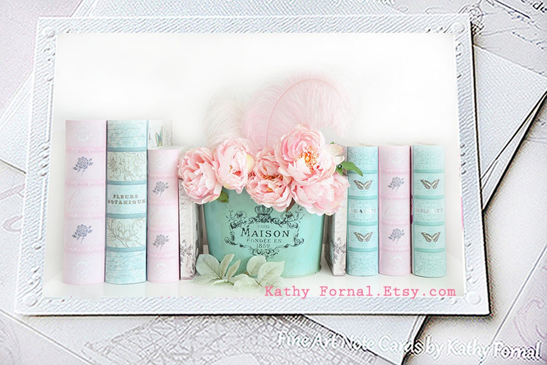 Flower Greeting Cards, Shabby Chic Note Cards, Paris Peonies, Peony ...