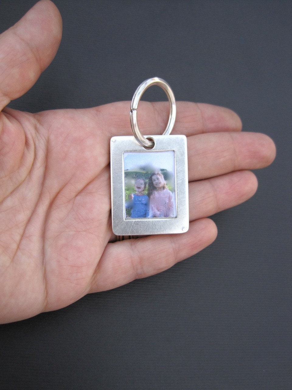 Photo Key Ring — Sterling Silver Picture Frame Key Chain - Etsy