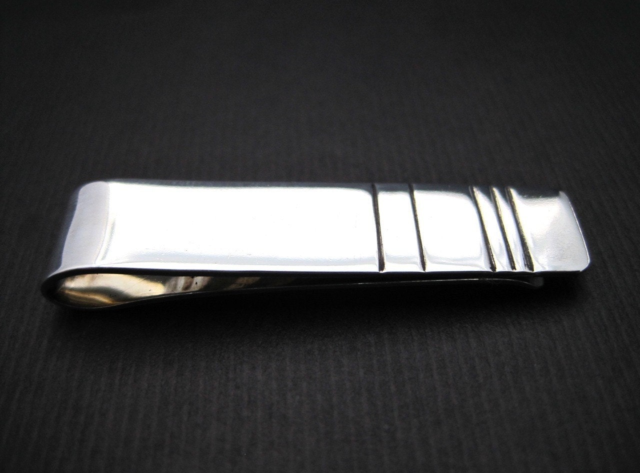 Barcode Tie Bar — Modern Sterling Silver Minimalist Tie Clip - Etsy