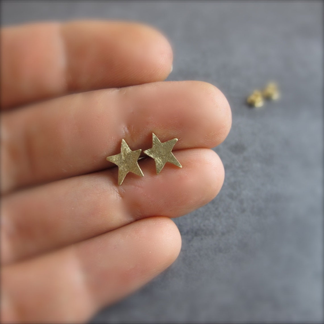 Little White Gold Star Studs Solid 14k White Gold Post Earrings - Etsy