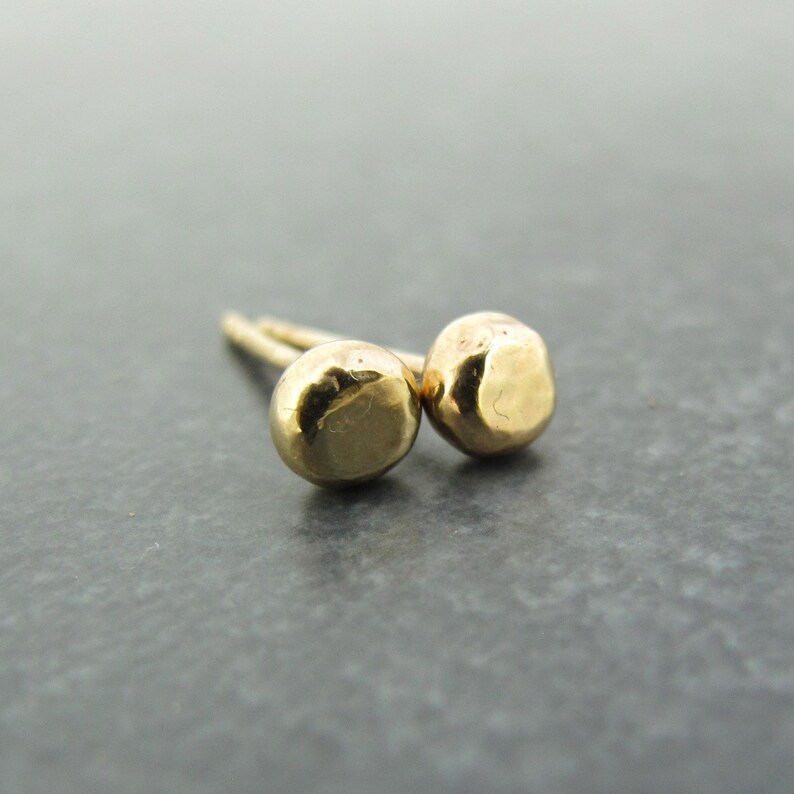 Solid 14k Gold Studs - Recycled Solid 14 Karat Gold Hammered Post ...