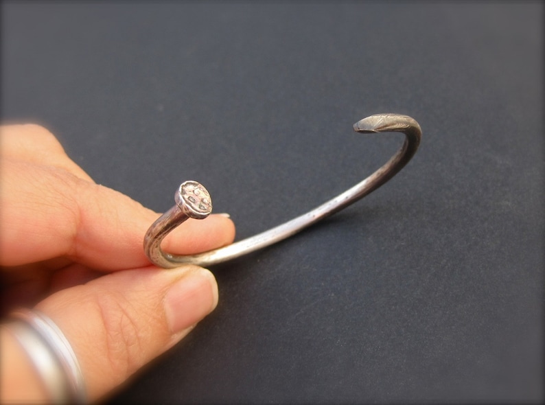 Nail Bracelet — Hand-forged Sterling Silver Industrial Cuff Bracelet - Etsy