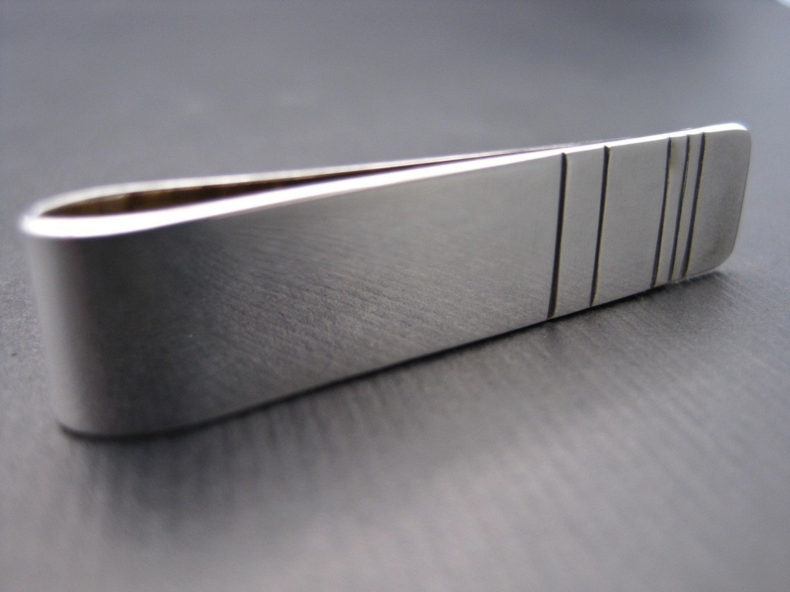 Barcode Tie Bar — Modern Sterling Silver Minimalist Tie Clip - Etsy