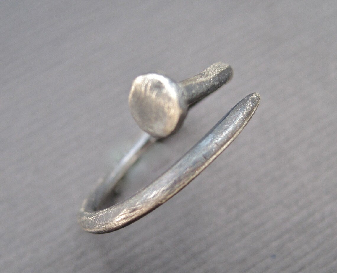 Industrial Nail Ring — Hand-forged Sterling Silver Industrial Ring - Etsy