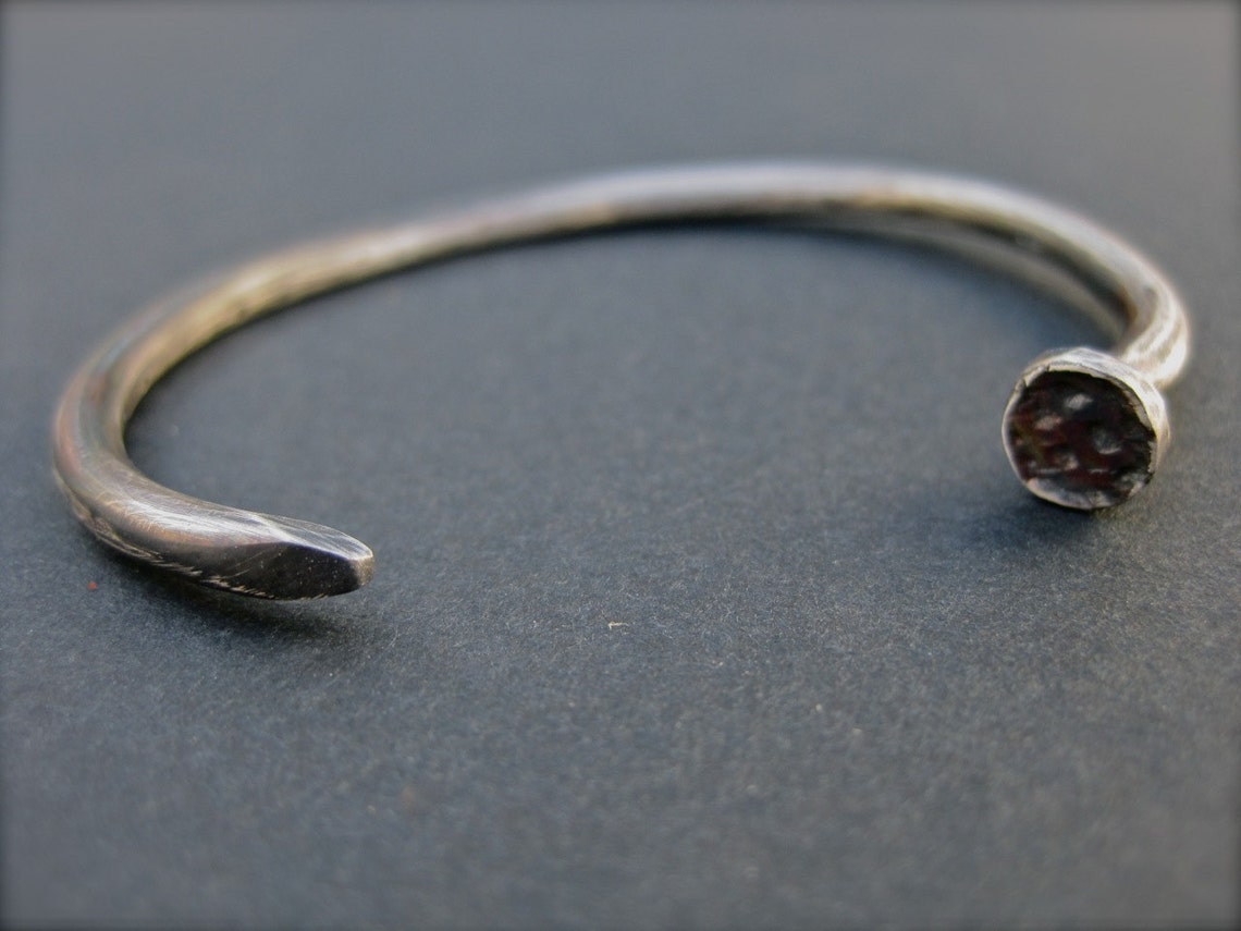 Nail Bracelet — Hand-forged Sterling Silver Industrial Cuff Bracelet - Etsy