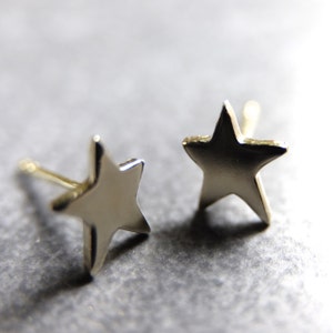 Little White Gold Star Studs Solid 14k White Gold Post Earrings - Etsy