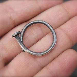 Industrial Nail Ring — Hand-forged Sterling Silver Industrial Ring - Etsy