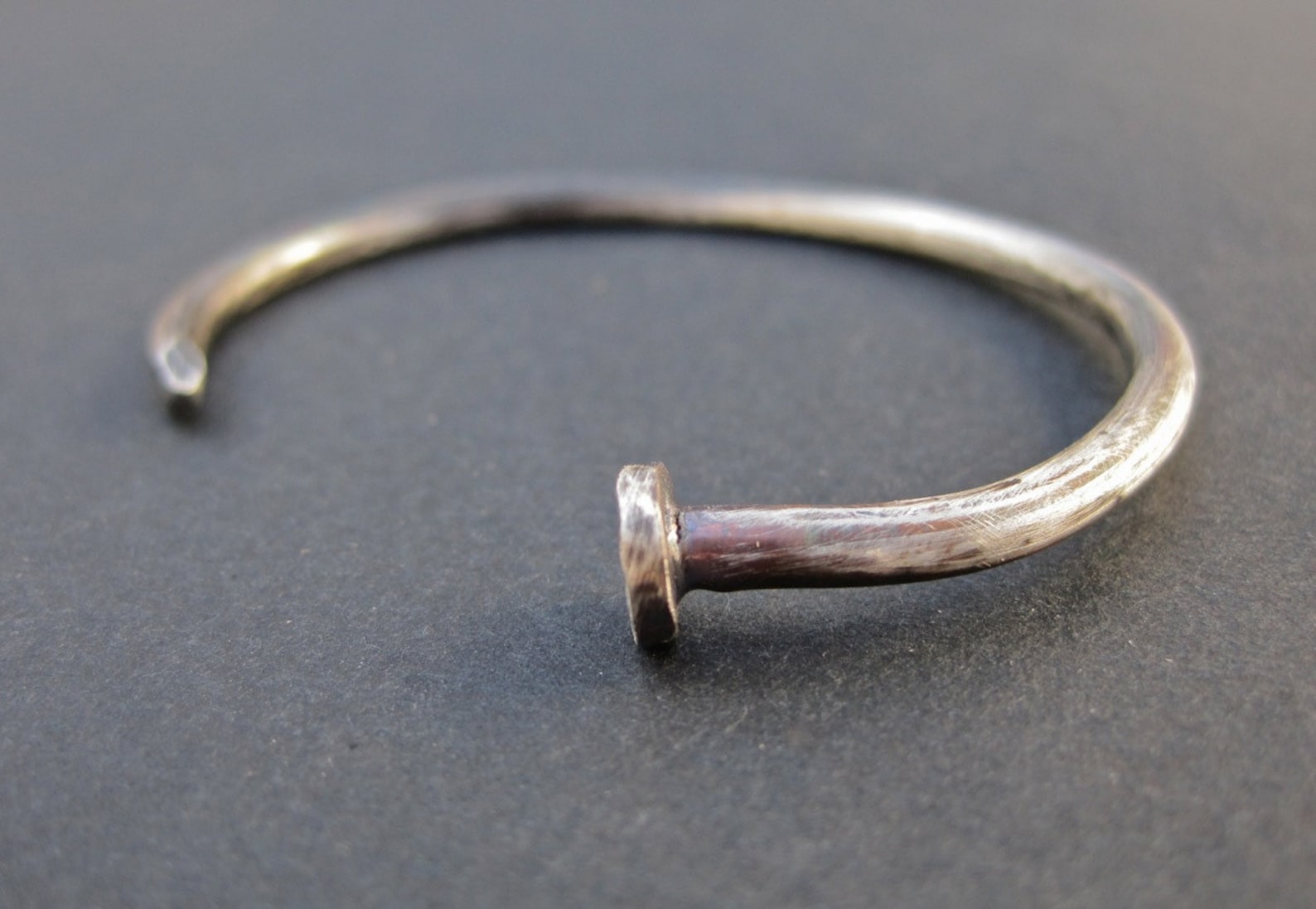 Nail Bracelet — Hand-forged Sterling Silver Industrial Cuff Bracelet - Etsy