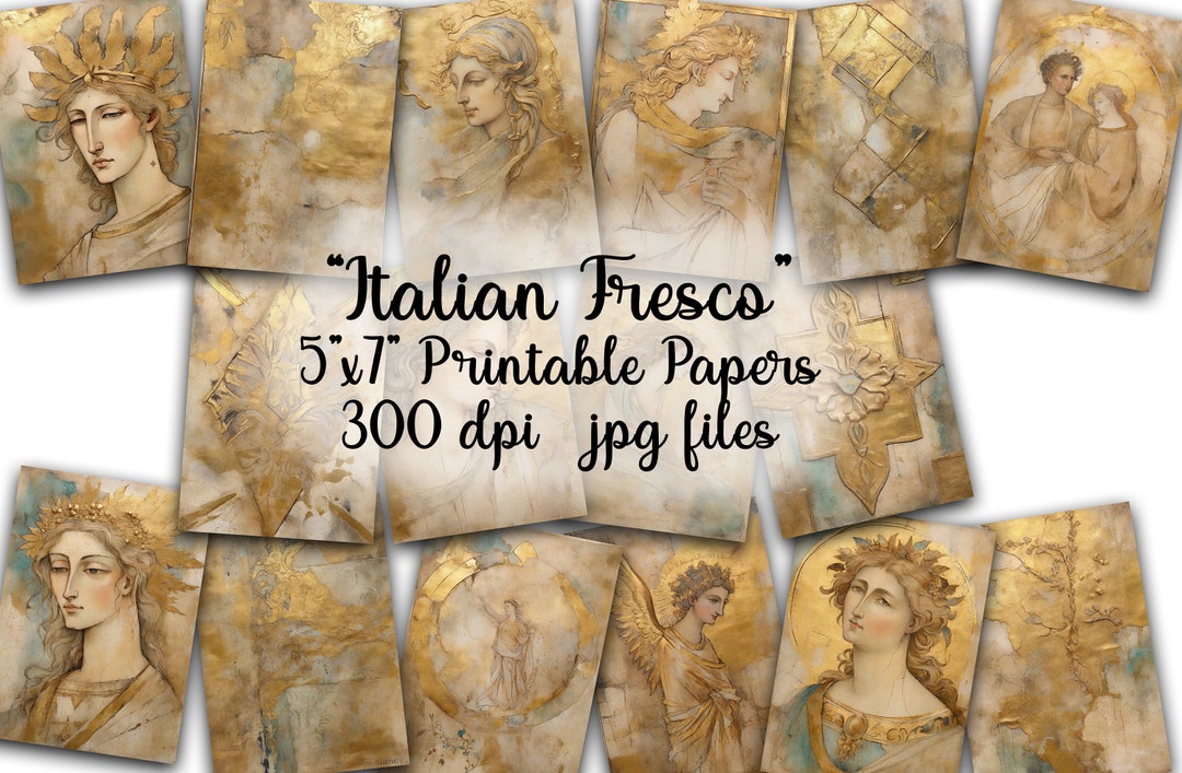 Junk Journal, Watercolor, Fresco, Italian Art, Printable, Digital ...