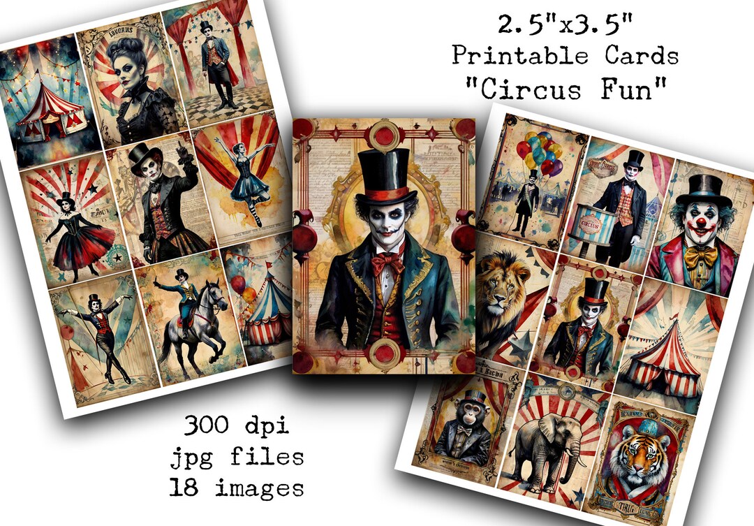 Vintage Gothic Circus Cards: Big Top Art, Junk Journals (digital ...