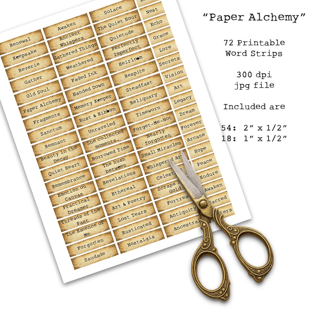 Printable Word Strips – Typewriter Phrases for Junk Journals, Vintage ...