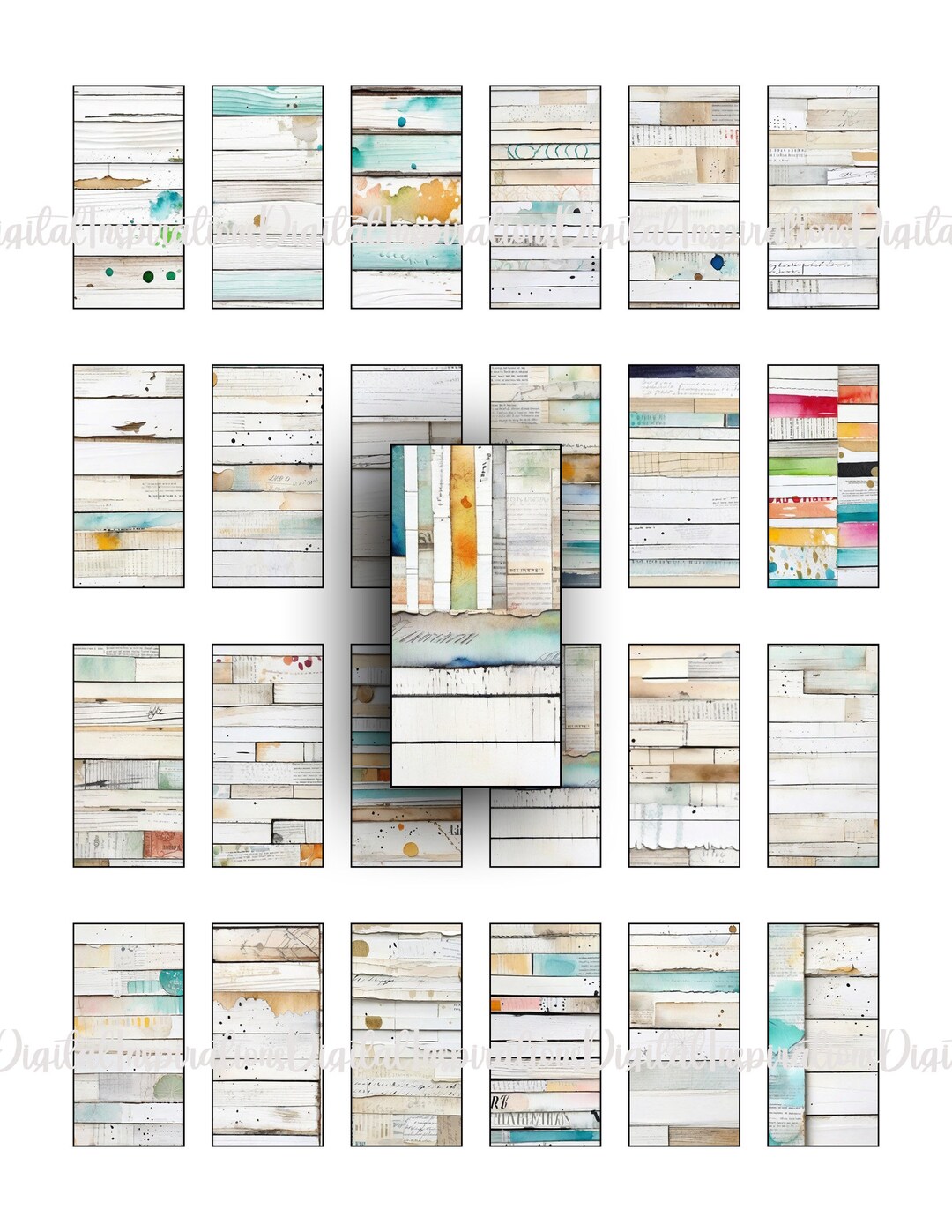 Watercolor Shiplap 1x2 Inch Printable Images: Domino Pendants, Junk ...