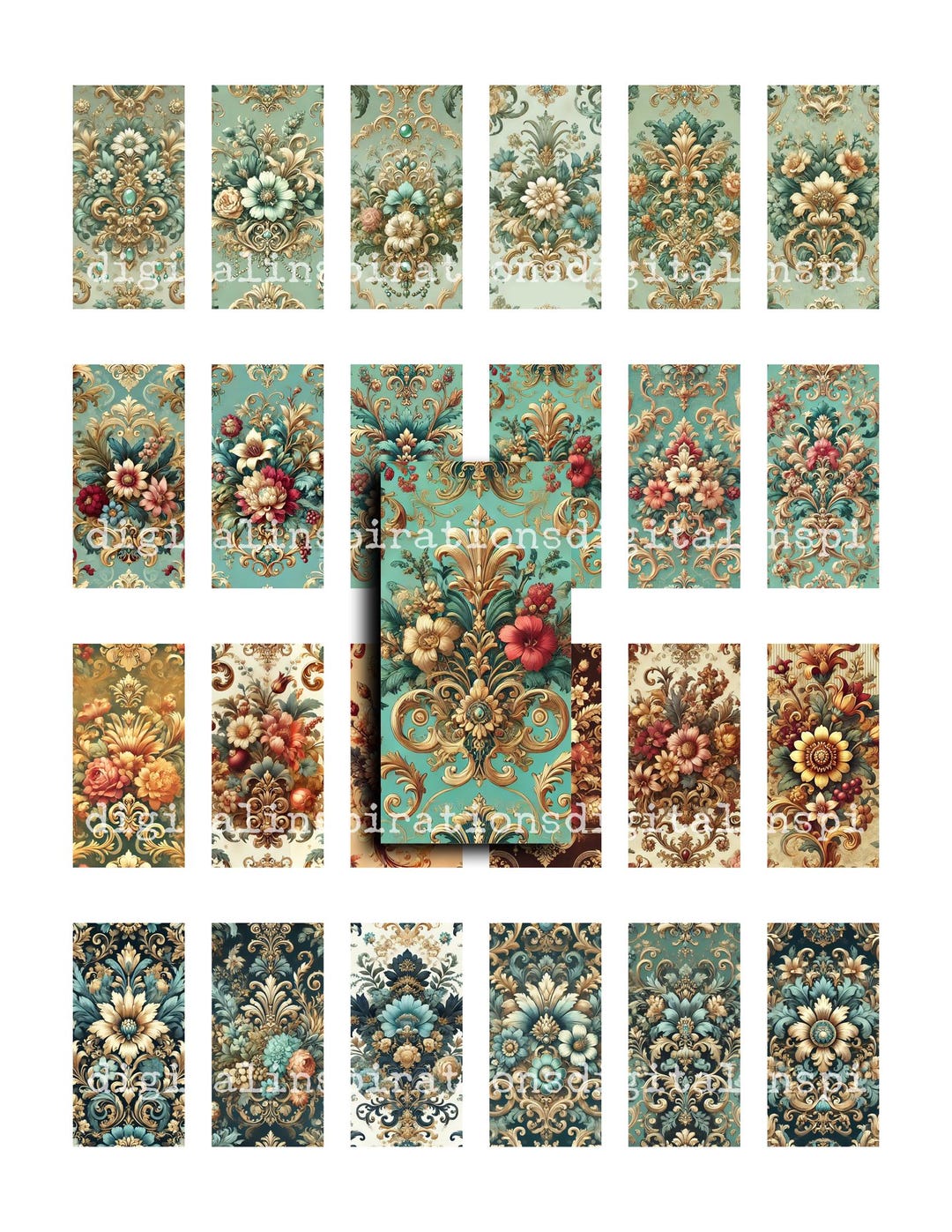 Floral Rococo Collage Sheet: Printable Ephemera Strips (digital ...