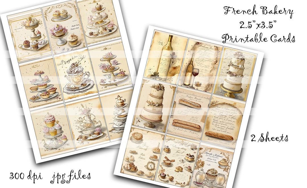 French Bakery Pastries Printable: Vintage Collage Art (digital Download ...