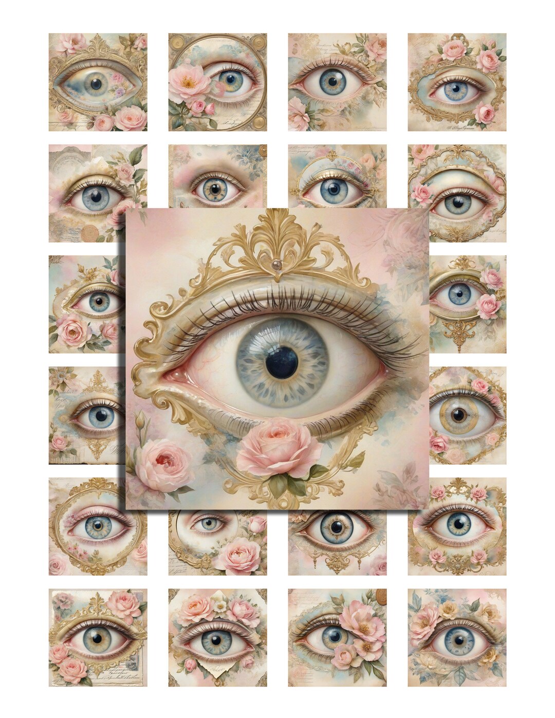 Victorian Lover's Eye Collage Sheet: Printable Ephemera (digital ...