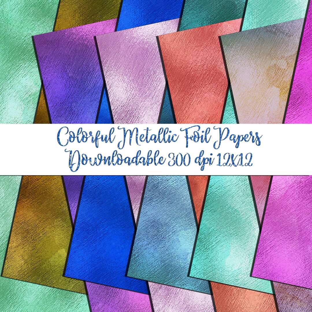 Metallic Watercolor Foil Digital Paper Pack 12x12 Scrapbook Mixed Media ...