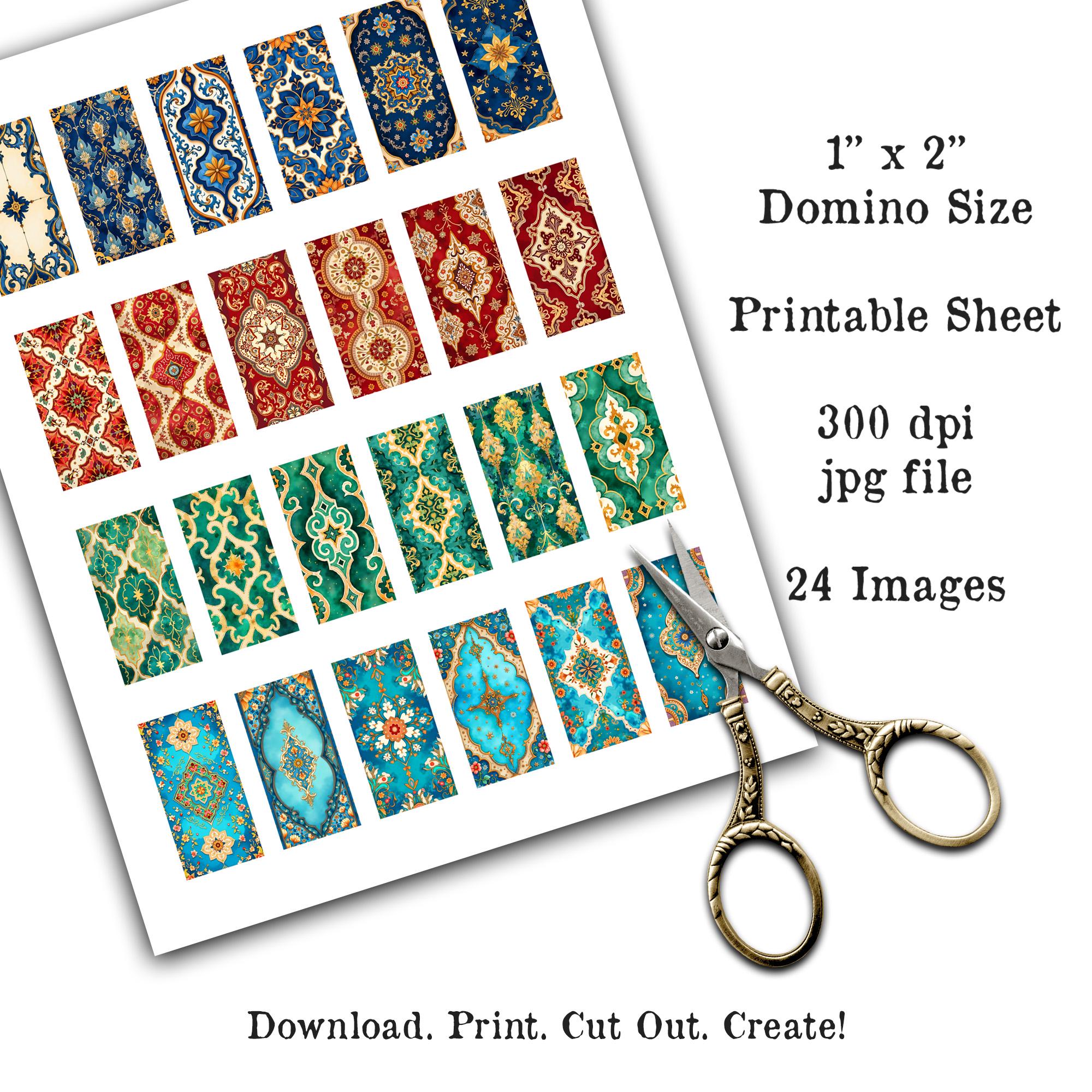 Moroccan Tile Collage Sheet: Printable Mediterranean Domino Art ...