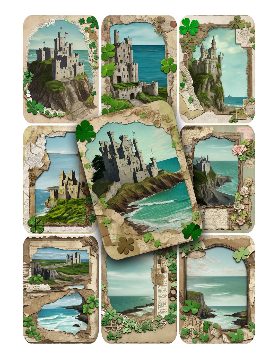 Irish Castle ACEO Cards: Collage Art Backgrounds (digital Download) - Etsy