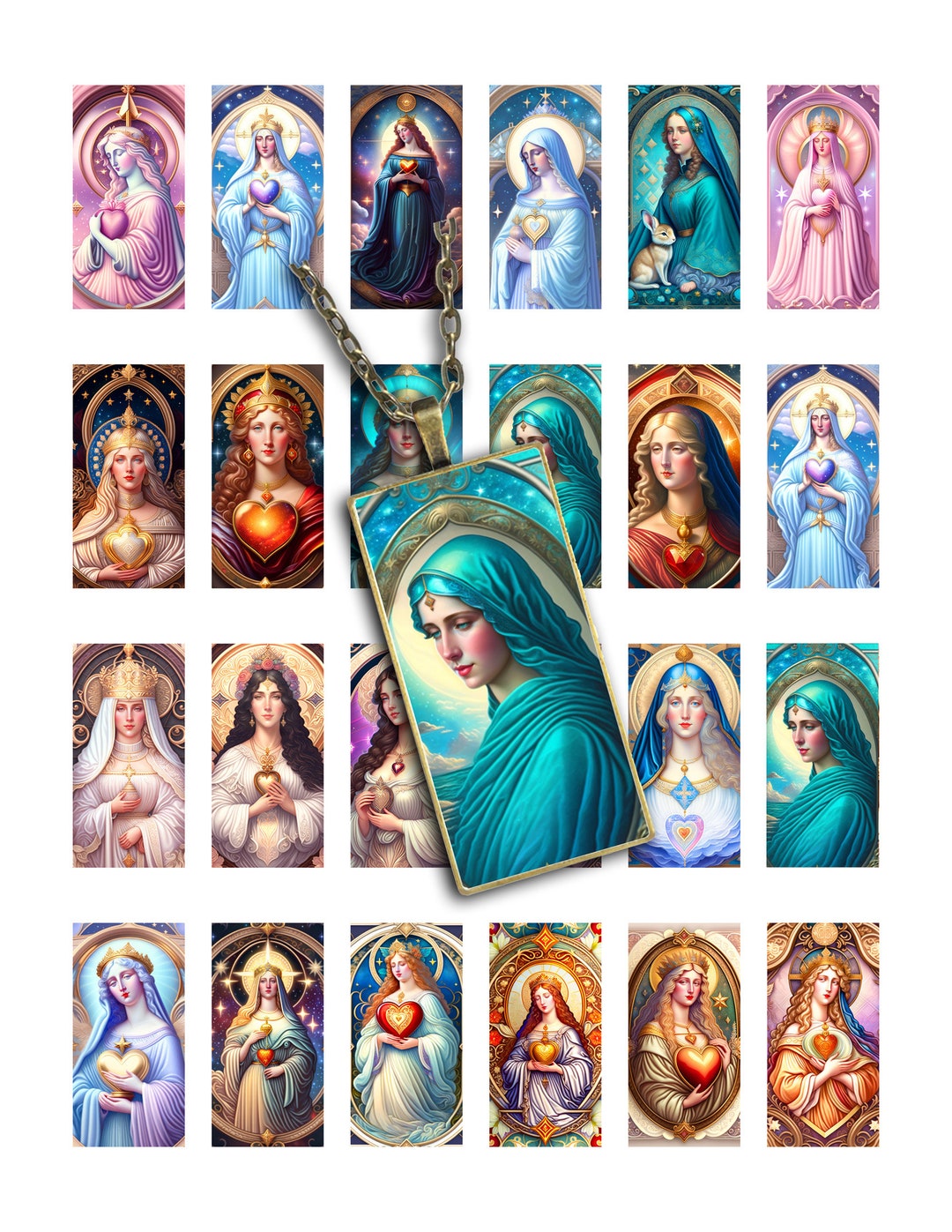 Virgin Mary Collage Sheet: 1x2 Inch Domino Pendants (digital Download ...