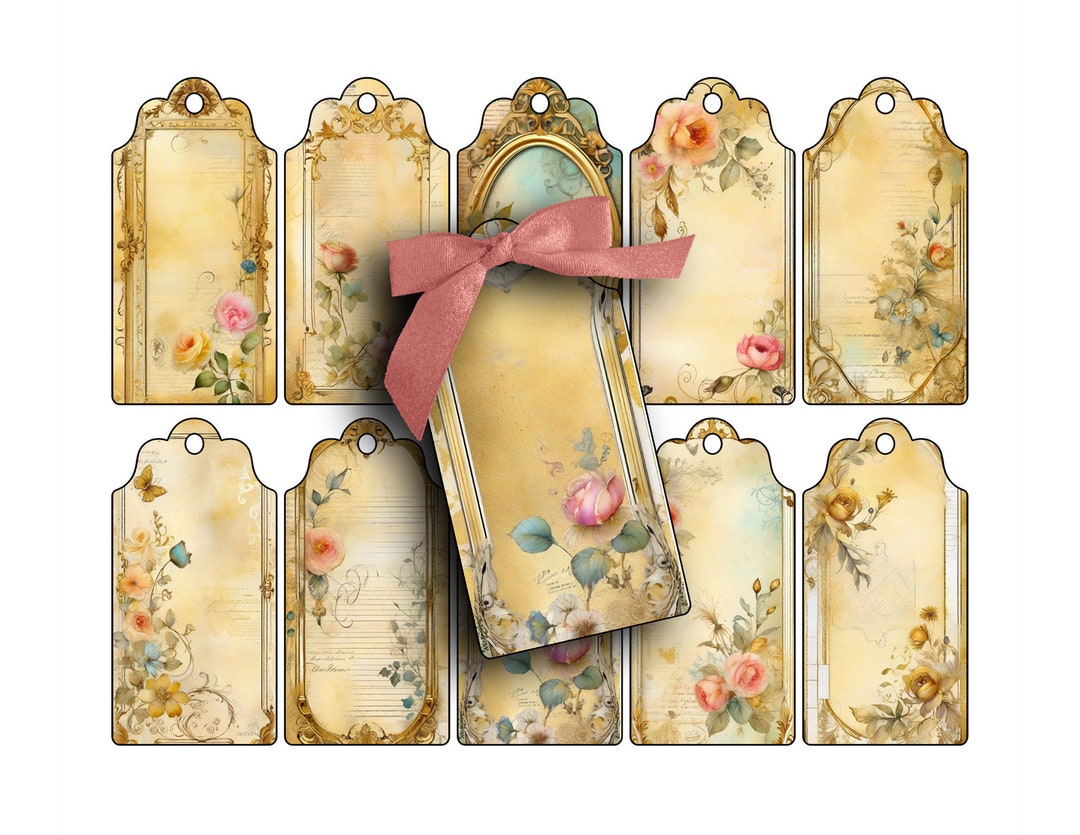 Floral Gift Tags: Vintage Style Printable Ephemera (digital Download ...