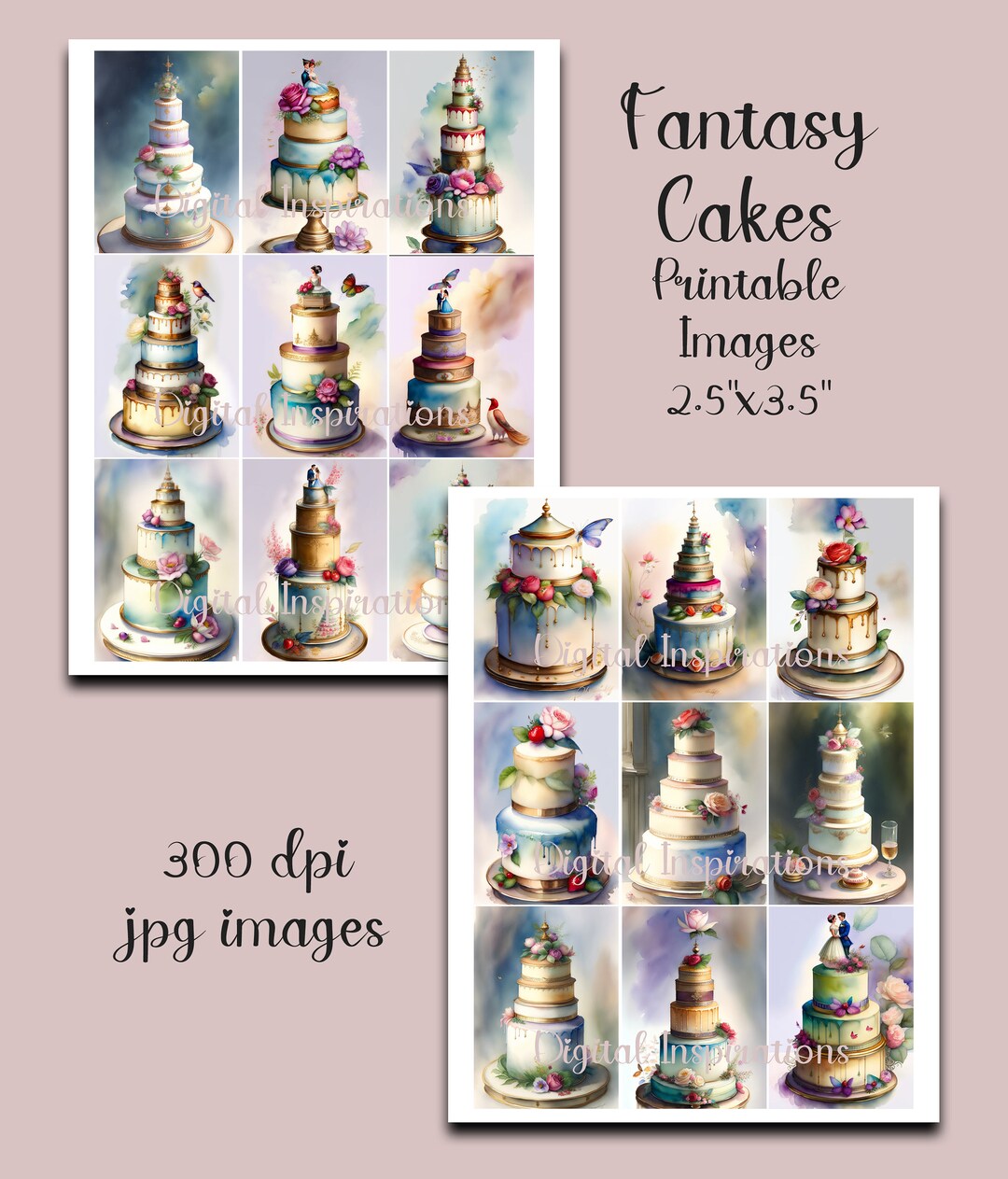 Fantasy Cakes Printable Images: ATC Collage, Junk Journals (digital ...