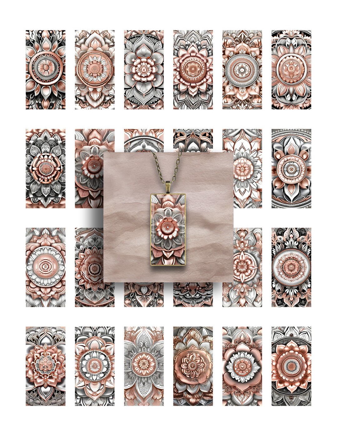 Rose Gold Medallion Printable Images: Domino Pendants, Journal ...