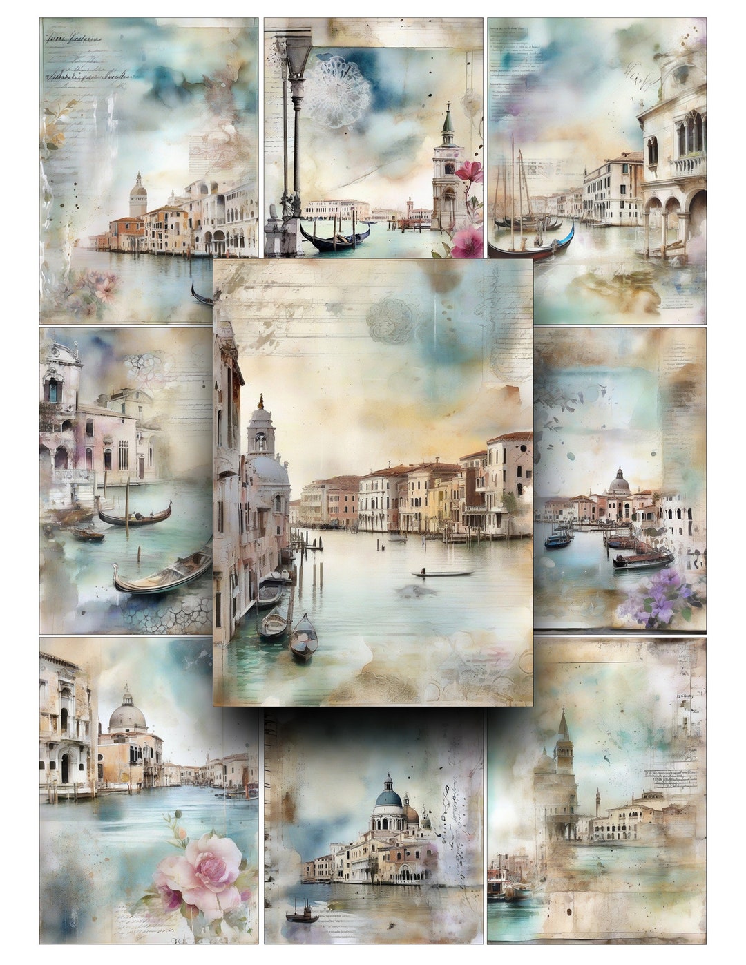 Venice, Italy, Digital Sheet, Collage Sheet, Pocket Letters, Printable ...