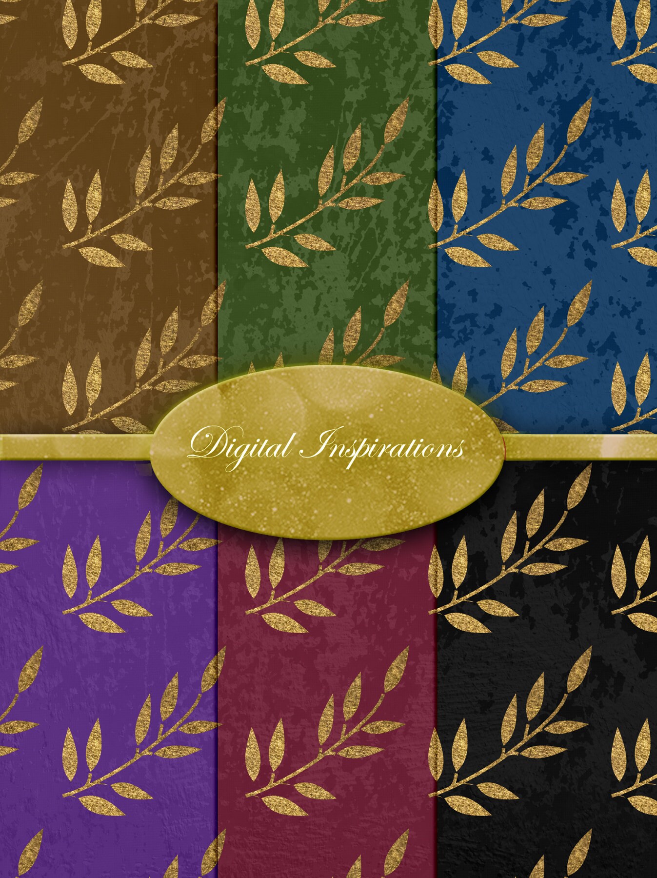 Gold Leaves 12x12 Inch Printable Paper Grungy Grunge Paper | Etsy