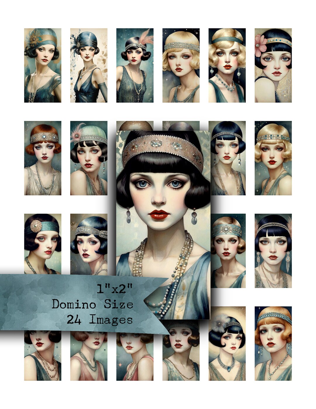 1920s Flapper Fashion Images: Printable Collage Sheet (digital Download ...