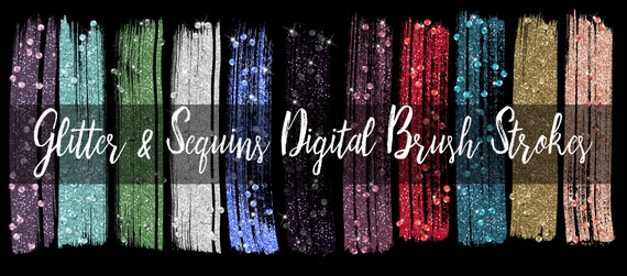 Digital Brush Strokes Glitter Brushes Digital Sequins Logo | Etsy