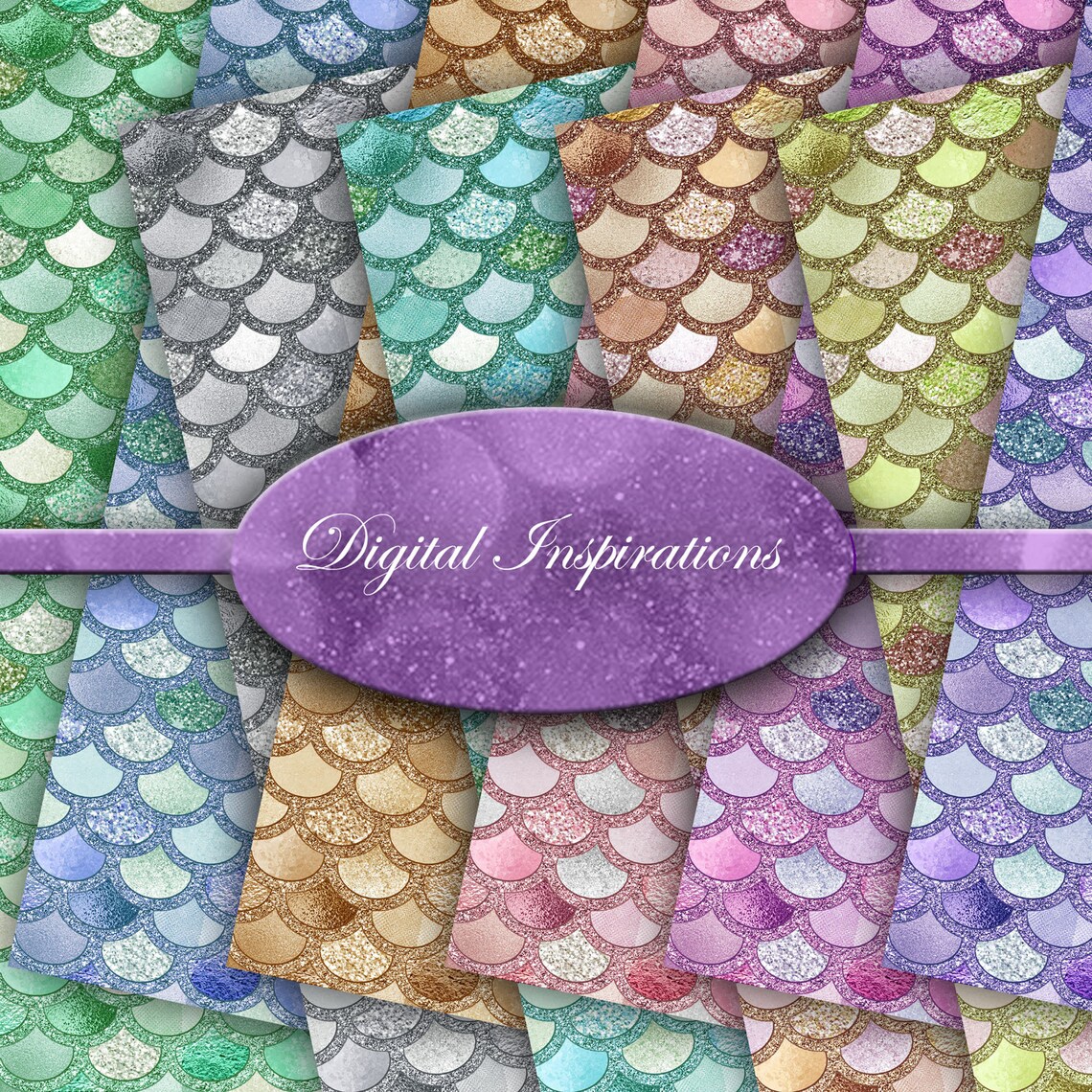 Sparkly Shiny Mermaid Scales Digital 12x12 Digital Paper - Etsy