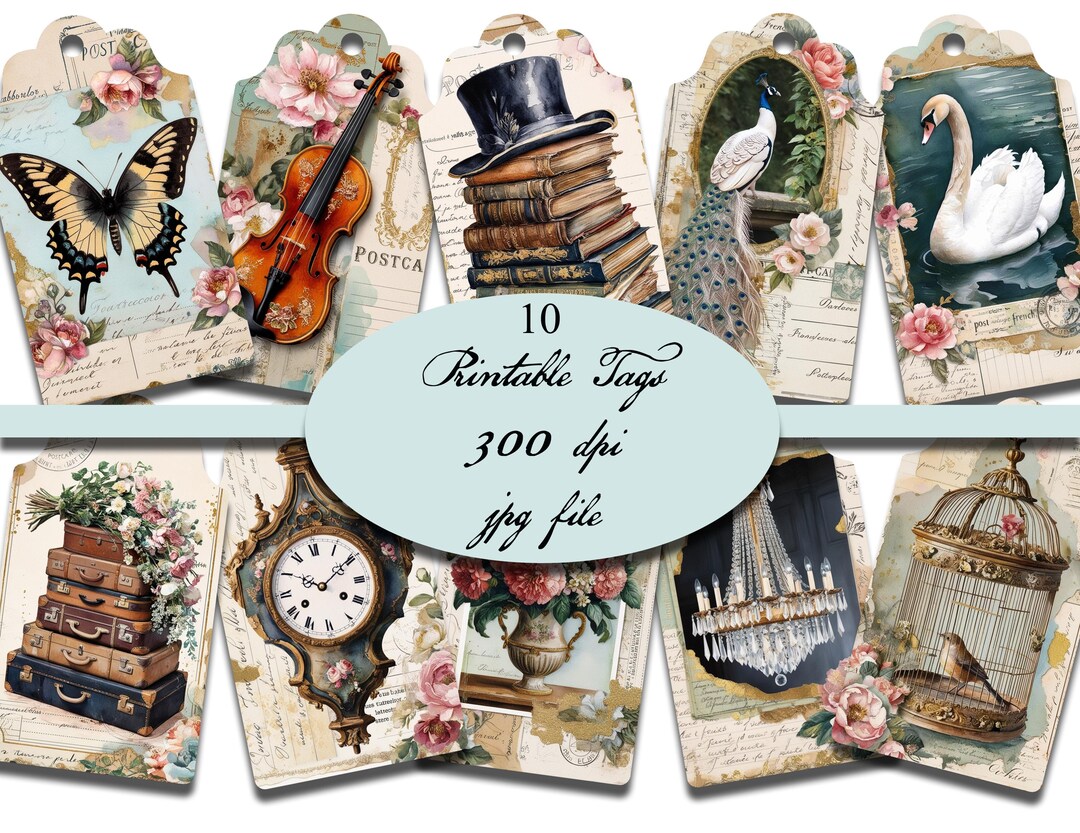 Victorian Printable Gift Tags: Vintage Ephemera, Scrapbooking (digital ...