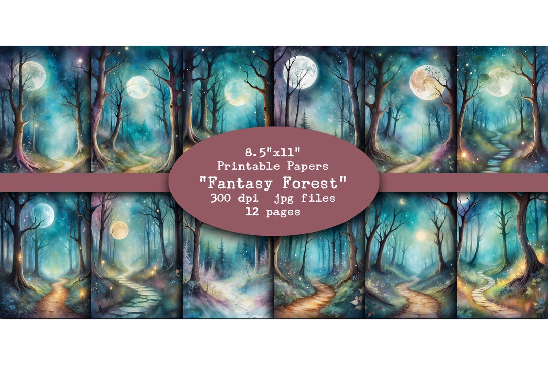 Printable Paper, Paper Pack, 8.5x11, Fantasy Forest, Forest, Woods ...