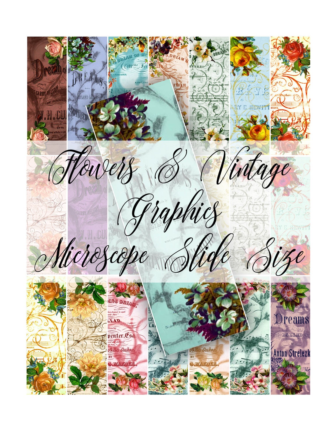 Vintage Sheet Music / Flowers / Collage Sheet / Microscope / - Etsy