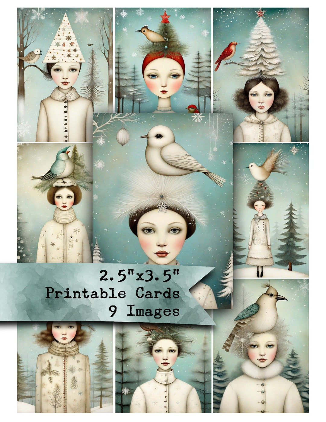 Winter Girls Collage Sheet: Printable Ephemera for Junk Journals ...