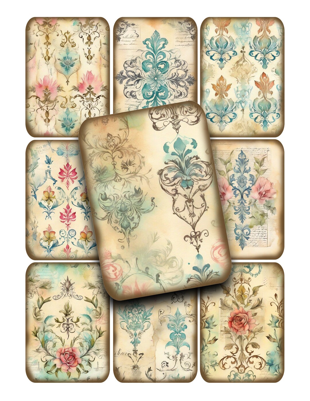 Collage Sheet, Digital, Backgrounds, Embellishments, Tags, Junk ...