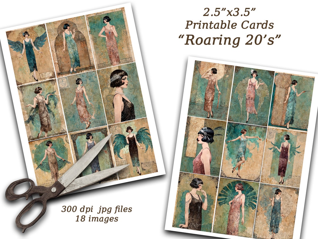 Flapper Girl Collage Sheet: Roaring 20s Printable Cards (digital) - Etsy