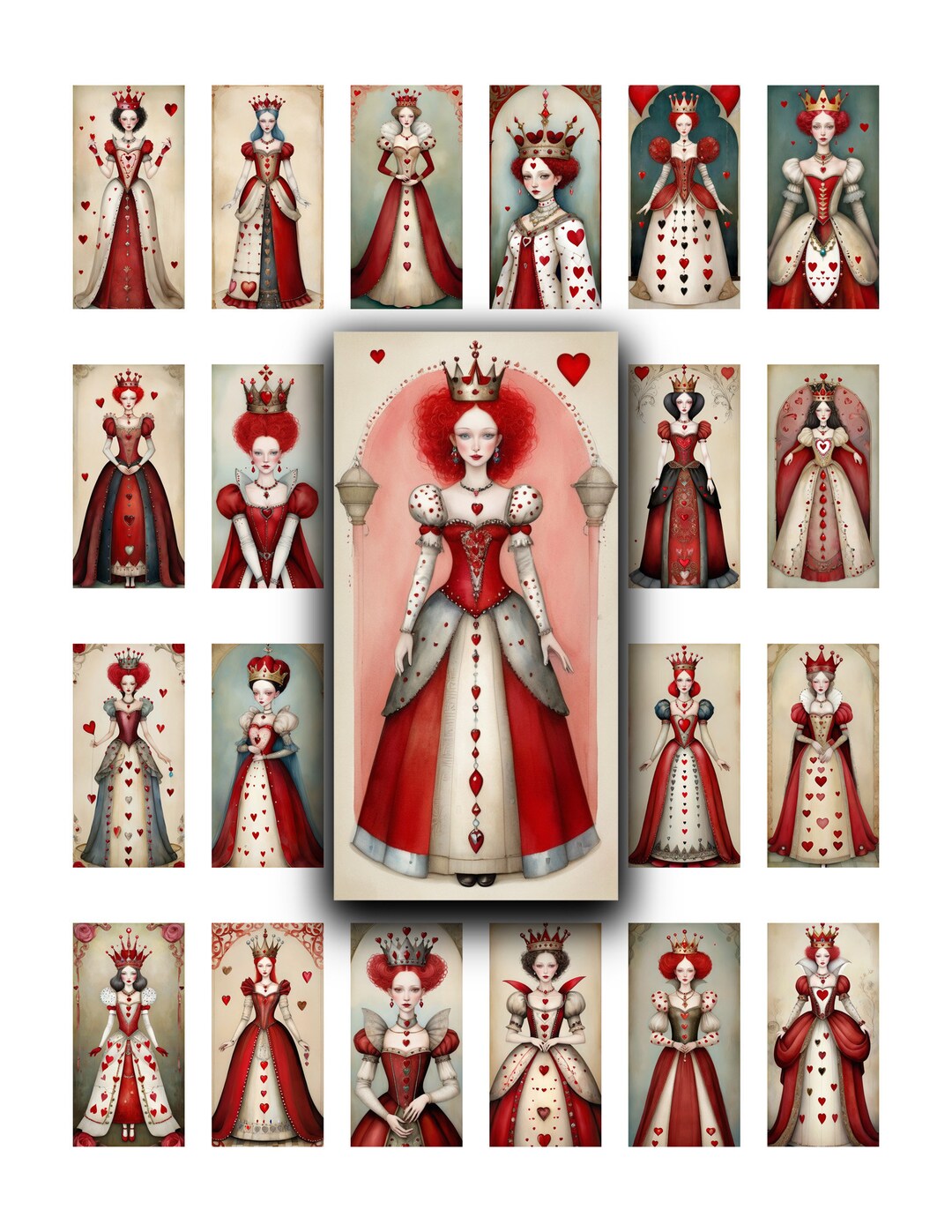 1x2, Domino, Queen of Hearts, Queens, Domino Jewelry, Printable ...